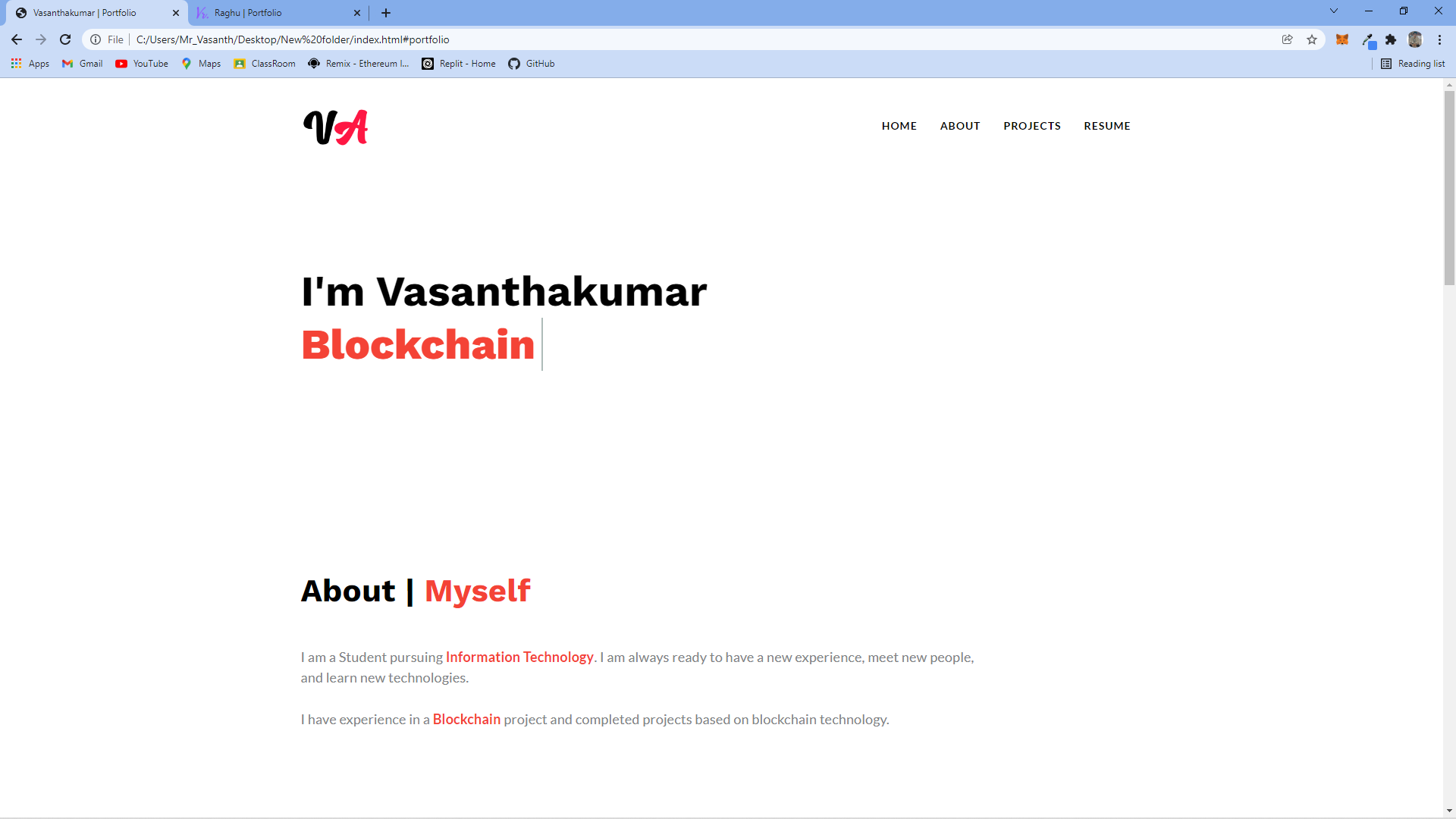 Vasanthakumar | Portfolio